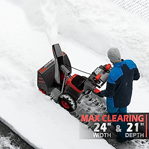 PowerSmart 24-Inch Self-Propelled Cordless Snow Blower Included Battery and Charger, 80-Volt, 2-Stage Snow Thrower with Steel Auger