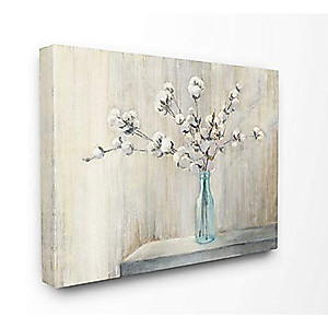 Stupell Industries Beautiful Cotton Flower Grey Brown Painting Canvas Wall Art, 24 x 30, Multi-Color