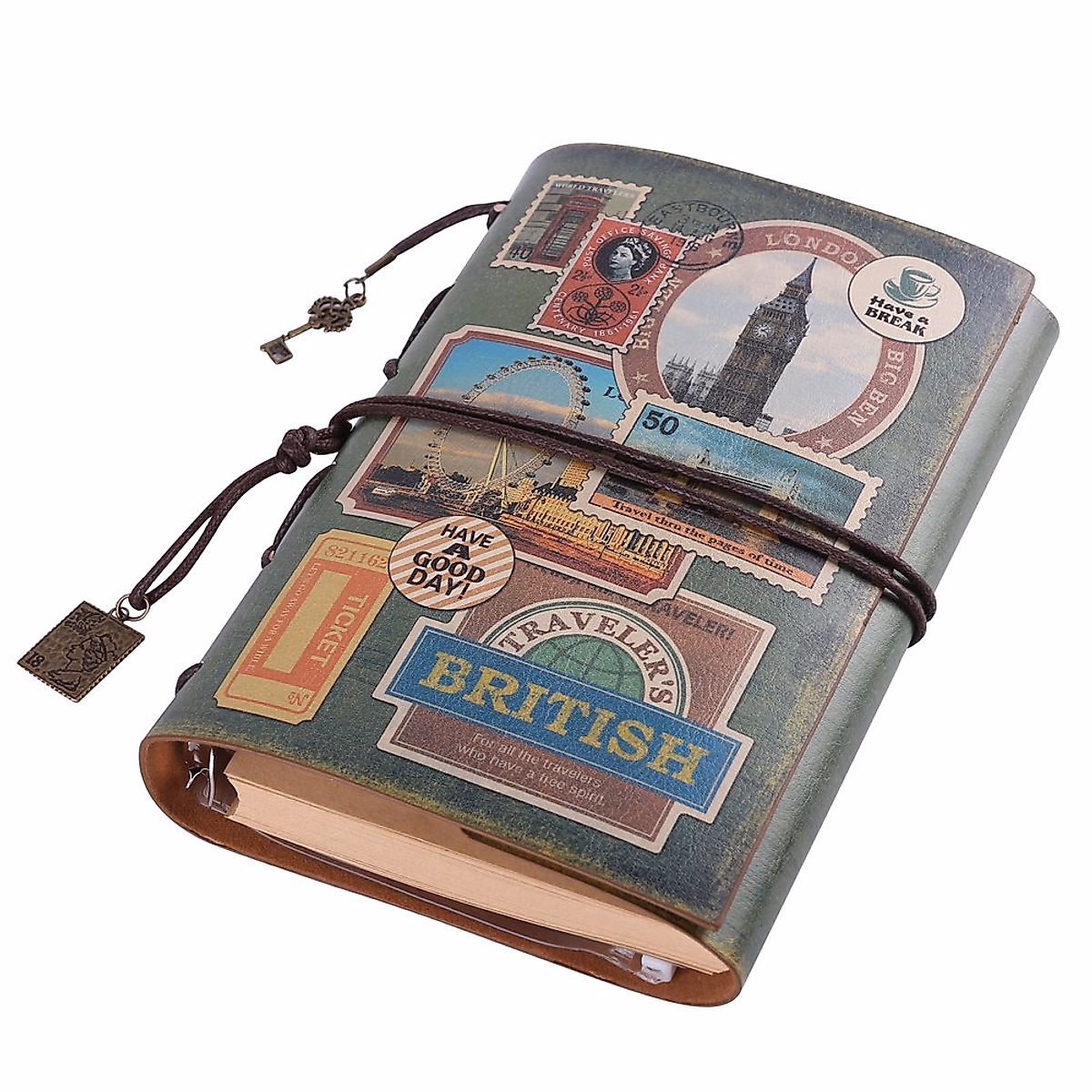 Leather Journal Notebook, MALEDEN Spiral Bound Traveler Notebook for Women Men Thanksgiving Refillable Daily Planner Sketchbook Diary with Zipper Pocket