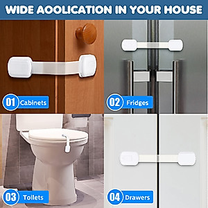 SEEWEY 60 Pieces Baby Proof Cabinet Latches Adhesive Child Safety Cabinet Locks for Doors Adjustable Multi Use Baby Cabinet Safety Latches No Drilling Child Door Locks for Kids Safety