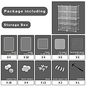 Annualring 8-Cube Stackable Shoe Organizer Clear Plastic Shoe Storage Rack Durable Modular Shoe Cabinet with Door Display Box Shoe Container Clear Closet Shelf Shoe Organizer