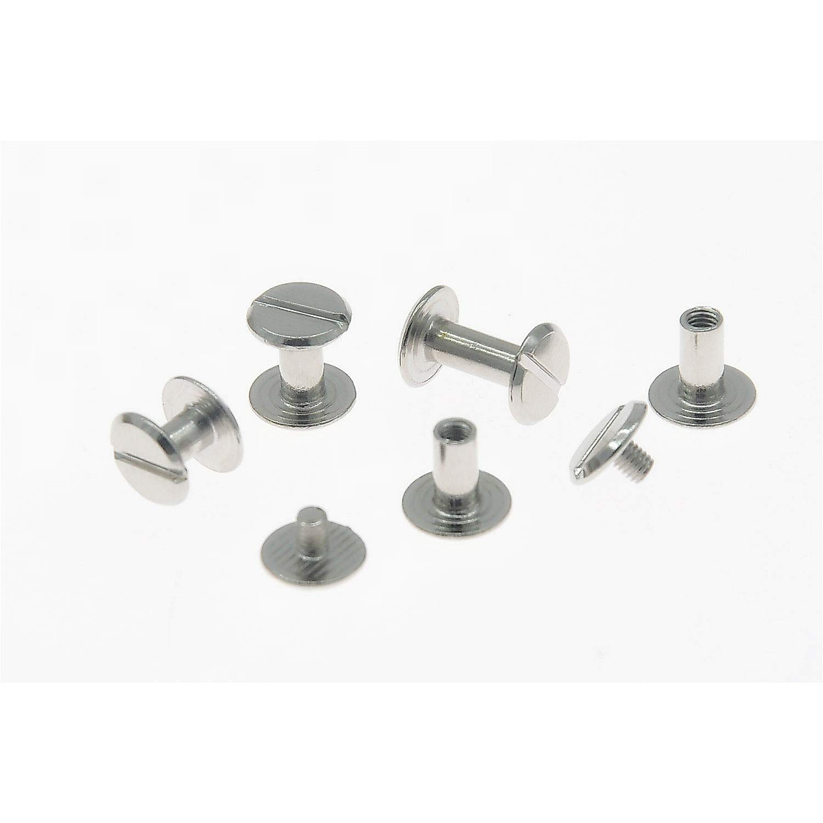 75 Sets Screw Post Metal Chicago Screws Binding Screw Leather Screw Nail Rivet Button Solid Belt Tack Screw (Silvery 1/4 5/16 3/8 Inches)