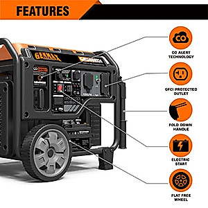 GENMAX Portable Inverter Generator, 6000W open frame Gas Powered High Speed Engine with Electric Start, Ultra Lightweight for Backup Home Use & Job Site，EPA Compliant (GM6000XiE)
