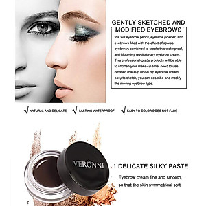 VERONNI Eyebrow Cream,Eyebrow Color Long Lasting Waterproof Eyebrow Pomade Gel,Eyebrows Enhancers Smooth Eye Brow Makeup 0.75oz（#01 Dark Brown)）