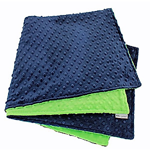 MEG ORIGINAL Navy Blue & Lime Green Minky Dot Baby Blanket 972