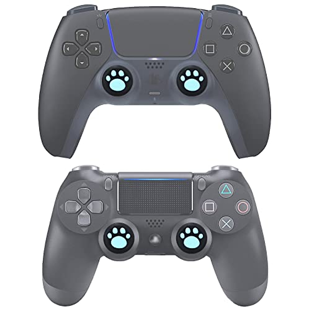 9CDeer Performance Joystick Analog Stick Thumb Grips Set of 6 Compatible with PS5, PS4, Xbox Series X/S Xbox One, Switch Pro Controller Cat's Paw Black & Blue