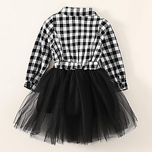 Little Baby Girl Black and White Dress Buffalo Plaid Tutu Skirt Party Princess Formal Outfit Clothes