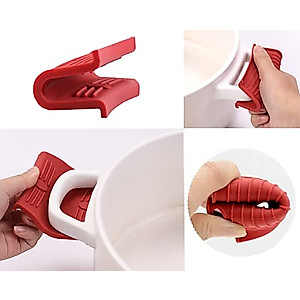 HZMM 4 Pack Silicone Hot Handle Holder, Assist Pan Handle Sleeve Pot Holders Cast Iron Skillets Handles Grip Covers Nonslip Heat Resistant for Pots Enameled Casserole Metal Frying Pans Cookware, Red