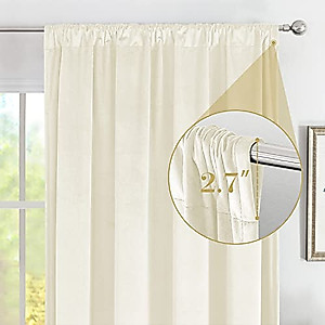 VANASEE Velvet Curtains for Bedroom Ivory 5284 inch Soft Blackout Thermal Insulated Curtains Window Treatment for Bedroom