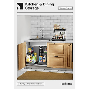 EUHOME Under Sink Organizers and Storage, Kitchen Under Sink Organizer, Slide Out Under Sink Storage for Bathroom 2 Tier Under Cabinet Organizer (Black, 1Pack)