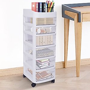 Gdrasuya10 6 Tier Rolling Storage Cart with Drawers, Plastic Storage Rolling Cart Cabinet Trolley with Universal Wheels for Office, Bathroom, Living Room