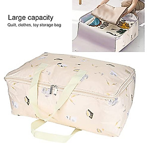 VADUMA Foldable Portable Storage Bag Double Zipper Design Moving Bags Totes Quilt Pillow Blanket Organizing Bag(Beige cat)