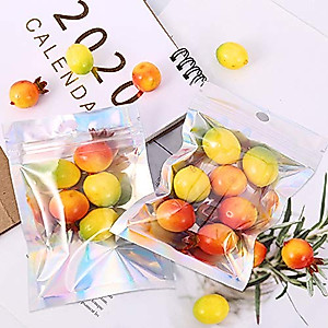 200 Pack Resealable Smell Proof Bags,Rocutus Foil Mylar Ziplick Bags,Flat Metallic Mylar Foil Bags for Party Favor Food Storage (14 x 20 cm/ 5.5 x 7.87 Inches)