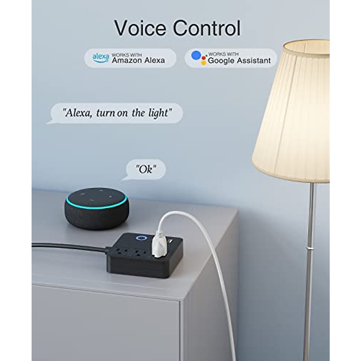 Smart Plug Power Strip, WISEBOT USB Surge Protector with 3 Individually Controlled Smart Outlets and 3 USB Ports, Works with Alexa Google Home, WiFi Timer Plug Extender for Travel, UL, 2.4G WiFi Only