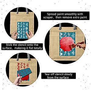 CREATCABIN Silk Screen Stencils for Polymer Clay Reusable Silkscreen Print Kit Self-Adhesive Printing DIY Art for Earring Jewelry Making Wood Fabric Wall T-Shirt Paper 5.9 x 3.9 Inch(Butterfly Flower)