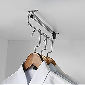 ULTECHNOVO Wall Mounted Coat Rack Retractable Closet Out Rod: Heavy Duty Wardrobe Clothes Hanger Rail Towel Pipe Clothes Rack for Closet Organizer Wall Mounted Shelves