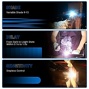 DEKOPRO Solar Powered Welding Helmet Auto Darkening Professional Hood with Wide Lens Adjustable Shade Range 4/9-13 for Mig Tig Arc Weld Grinding Welder Mask