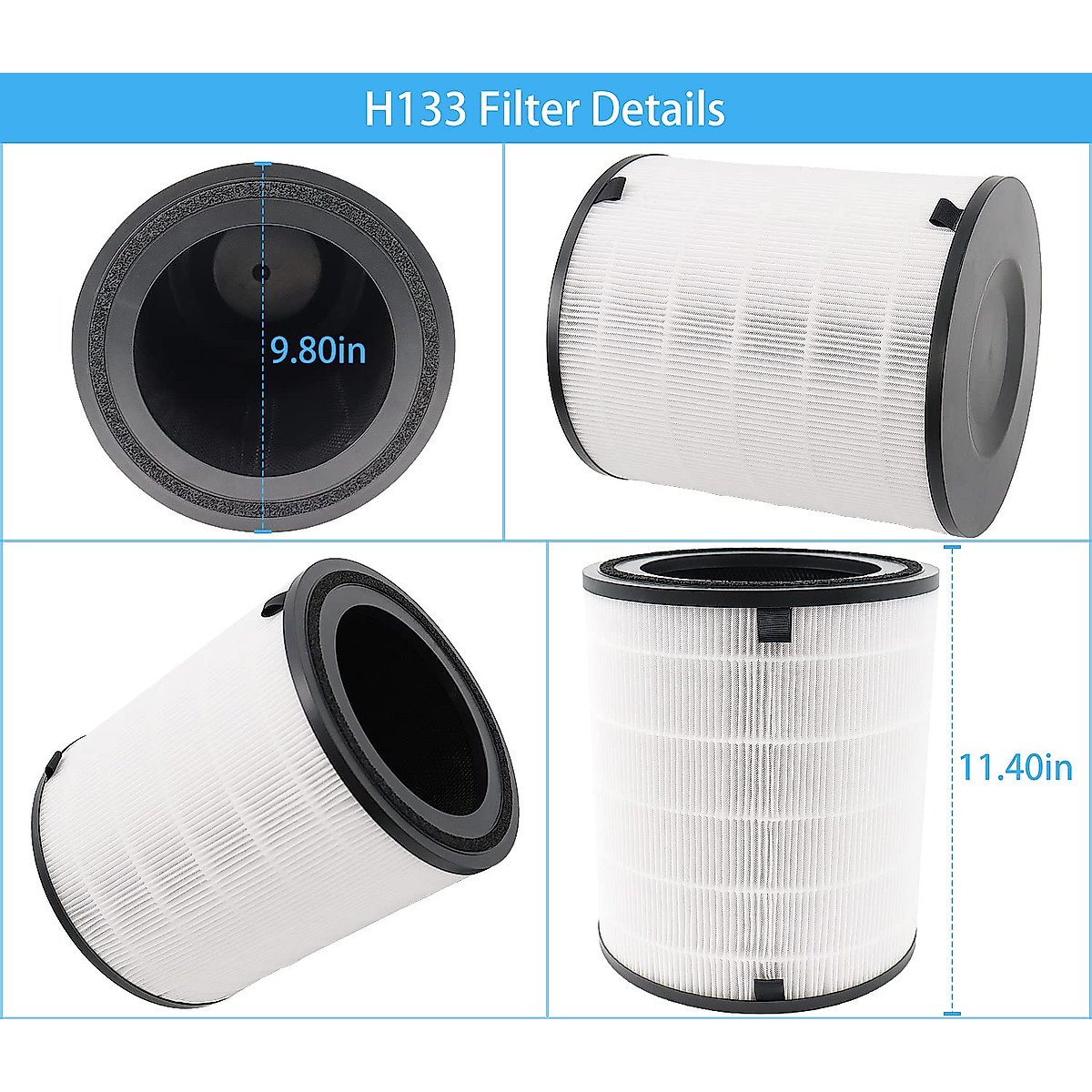 NXBHG Lv-H133 Replacement Filter Only Compatible with LEVOIT LV-H133 Air Purifier, H13 Grade True HEPA Filter and Activated Carbon Filter Set, LV-H133-RF, 2 Pack
