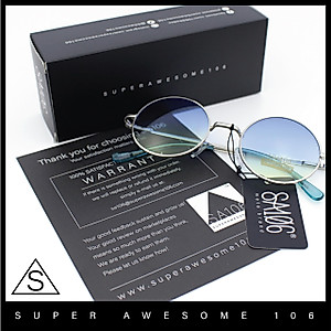 SA106 Summer Color Gradient Lens Circle Lens Round Hippie Sunglasses (silver, red)