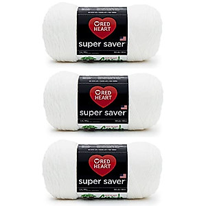 Red Heart Super Saver Yarn, 3 Pack, White 3 Count & Super Saver Yarn, 3 Pack, Black 3 Count