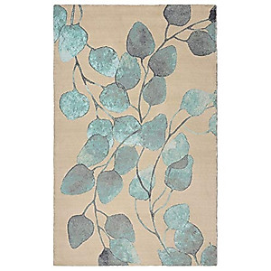 Rugsmith Ficus Modern Floral Area Rug, 5 ft x 7 ft, Turquoise