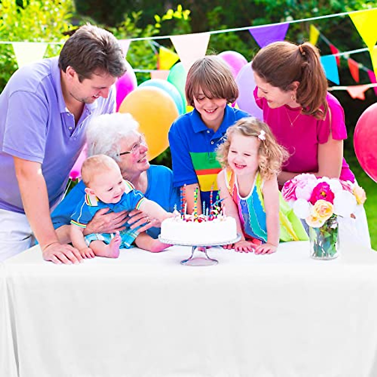 6 Pack Tablecloth 60 x102 inch Polyester Table Cloth for 6 Foot Rectangle Tables,Stain and Wrinkle Resistant Washable Fabric Table Covers Polyester White Table Clothes for Wedding,Party,Banquet