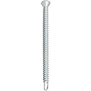 Small Parts 0636KQT Steel Self-Drilling Screw, Zinc Plated Finish, Flat Trim Head, Square Drive, #2 Drill Point, #6-20 Thread Size, 2-1/4" Length (Pack of 50)