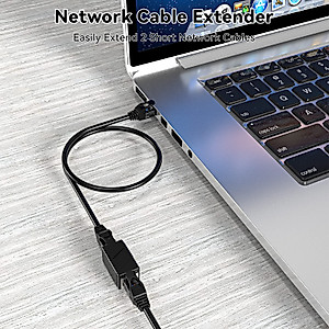 RJ45 Coupler, 2 Pack Ethernet Adapters Female to Female, Ethernet Cable Extender Adapter, 8-Pin Modular Straight Through, Network Connectors for Cat8/Cat7/Cat6/Cat6a/Cat5e/Cat5 Ethernet Cable(Black)