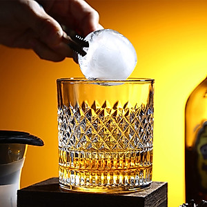 Crystal Whiskey Glass, 11.3 oz Old Fashioned Whiskey Glass, Rotating Rock Glass Drinking Bourbon/Scotch Whisky/Cocktails/Cognac/Rum/Vodka, Perfect Gifts for Dad/Husband/Father/ Men Brother (Cup No.2)