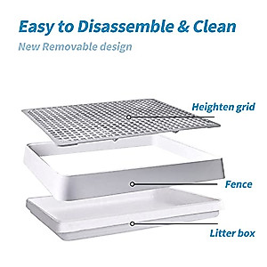 PODOO Rabbit Large Litter Box, Guinea Pig Training Pan Cage with Toilet Tray, Ideal for Rats, Hamsters, Ferret, Bunny Small and Medium Animals, 15x12x3 Inches (Medium)