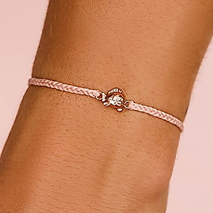 Pura Vida Rose Gold-Plated Disney Flounder Charm Bracelet w/Opal Stones - Adjustable Band, Brand Charm - Baby Pink