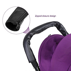 GLOGLOW Baby Stroller Bar Cover, Baby Stroller Universal Armrest Handle Sleeve Cover PU Leather Stroller Handlebar Cover Infant Toddler Pram Bar Dust Proof Handle