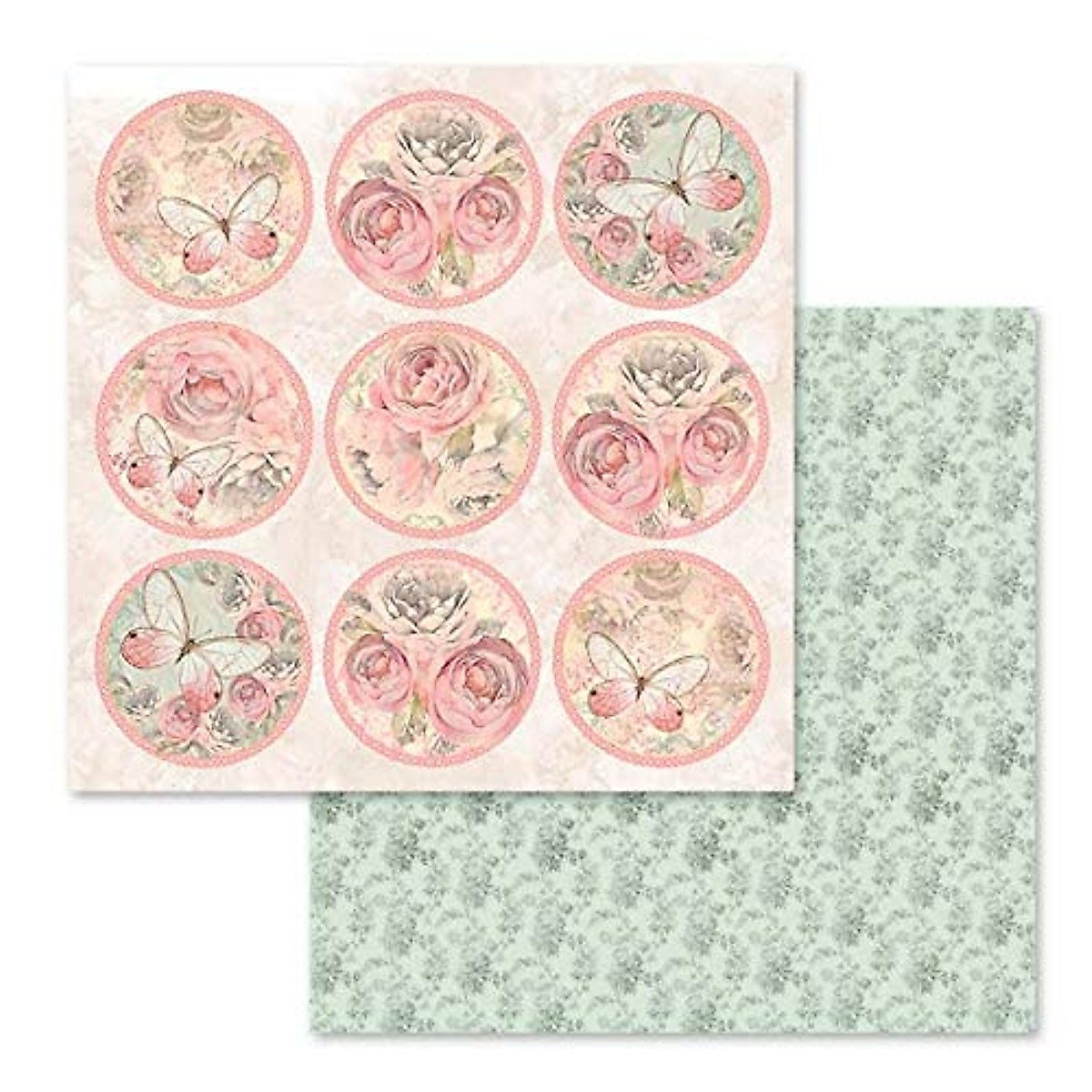 Stamperia Intl Double-Sided Paper Pad-Shabby Rose, 30.5 x 30.5 (12" x 12"), Multicoloured