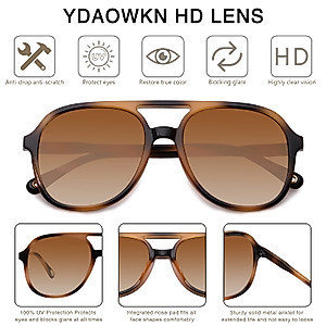 YDAOWKN Retro Square Aviator Sunglasses for Womens Mens Vintage 70s Double Bridge Sun Glasses