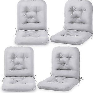 Chunful Tufted Back Chair Cushion Indoor Outdoor Weather Resistant Swivel Rocker Patio Chair Cushions for Outdoor Furniture(Light Gray,4 Pack)