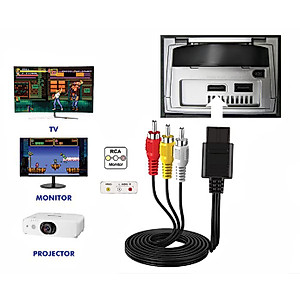 AC Power Supply + Audio Video RCA AV Composite Cable Adapter Cord To External TV Screen Monitor For Nintendo GameCube NGC System Game Console Bundle Kit Lot