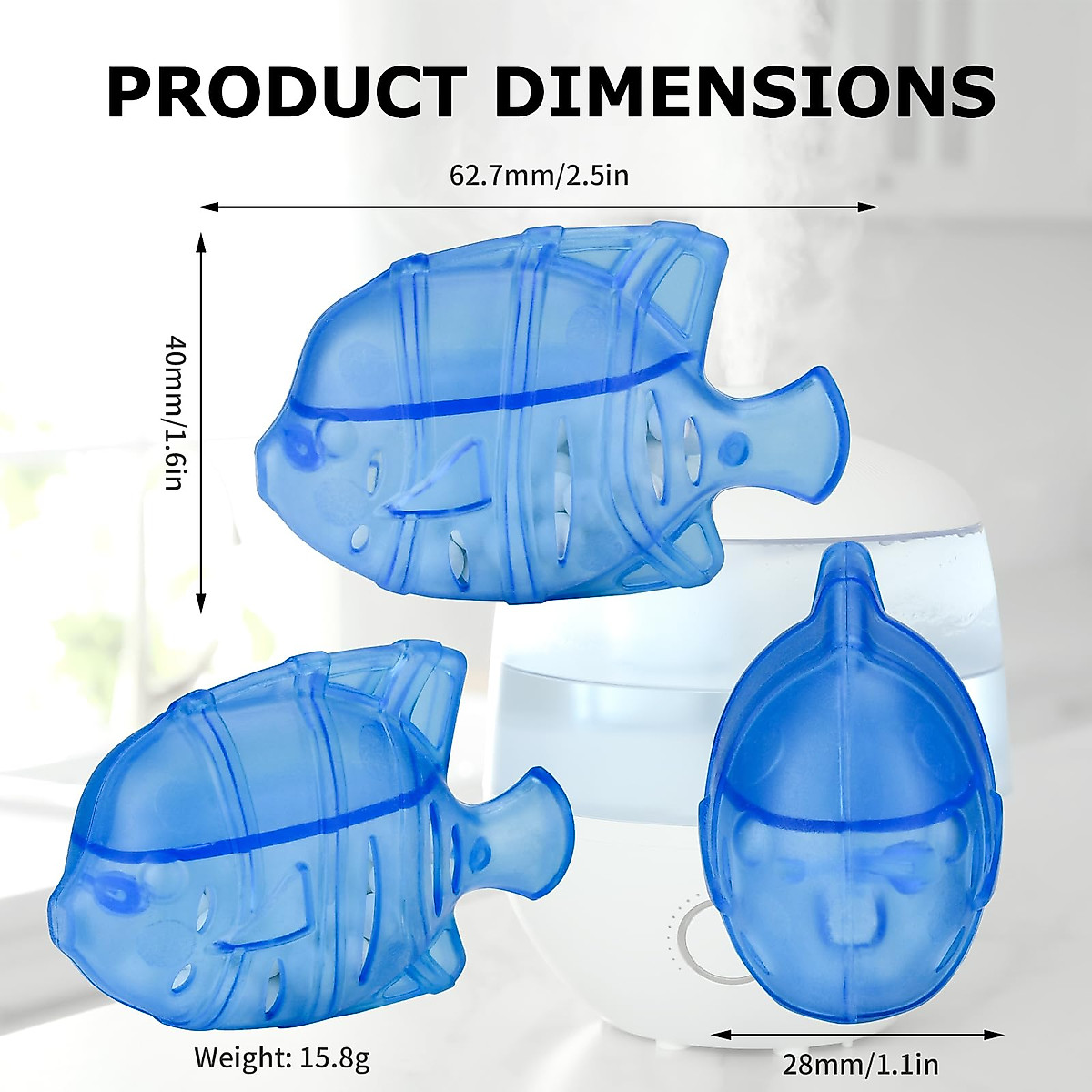 16 Pack Humidifier Fish Cleaner, Universal Humidifier Cleaning Fish for Humidifiers and Tanks, Purifies Water, Prevent Hard Water Build-Up, Demineralization Cleaner, Reduce Scale and White Dust