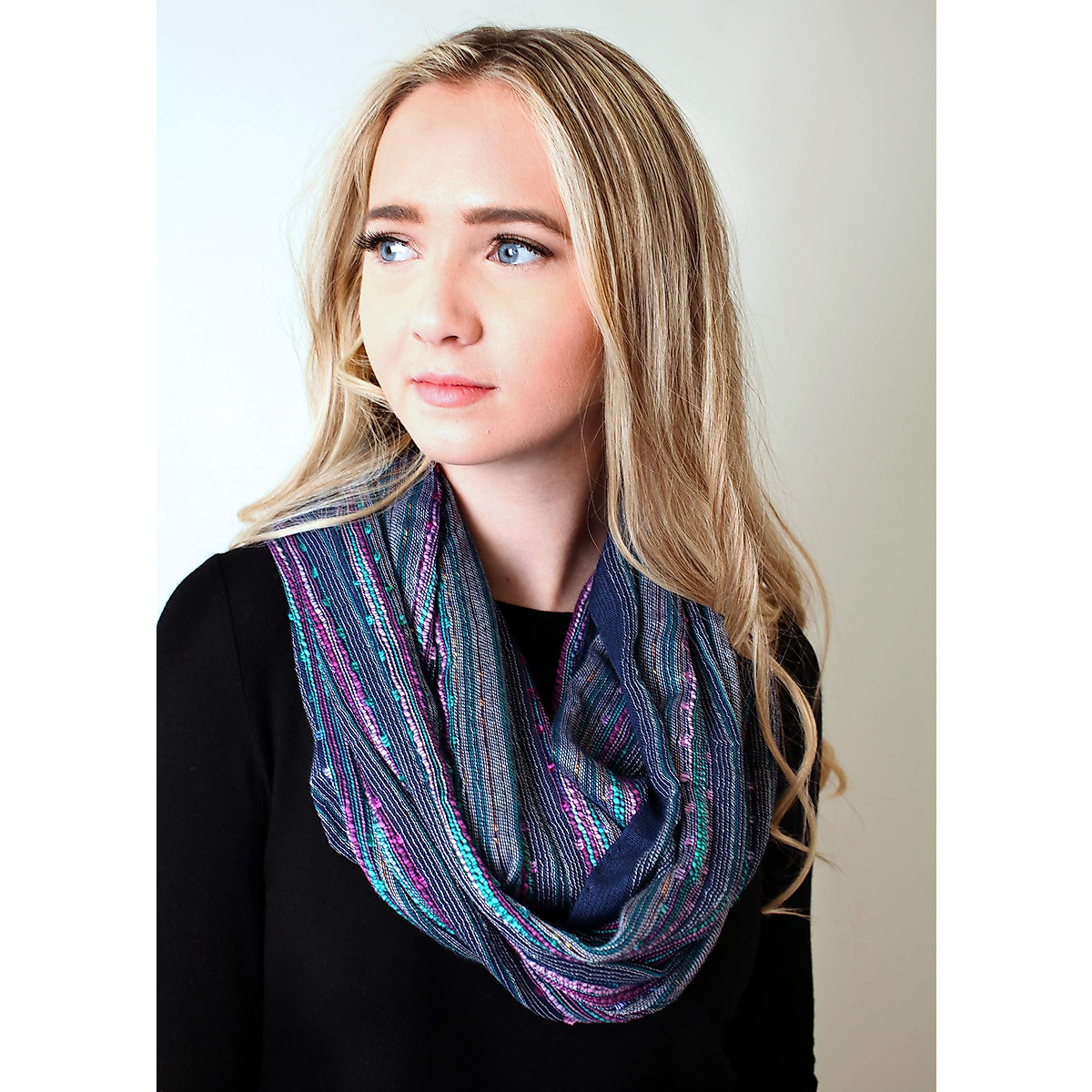 Anika Dali Women's Shimmer Sparkle Infinity Scarf- Festival Boho Bliss Fashion Scarf (Blue Turquoise)