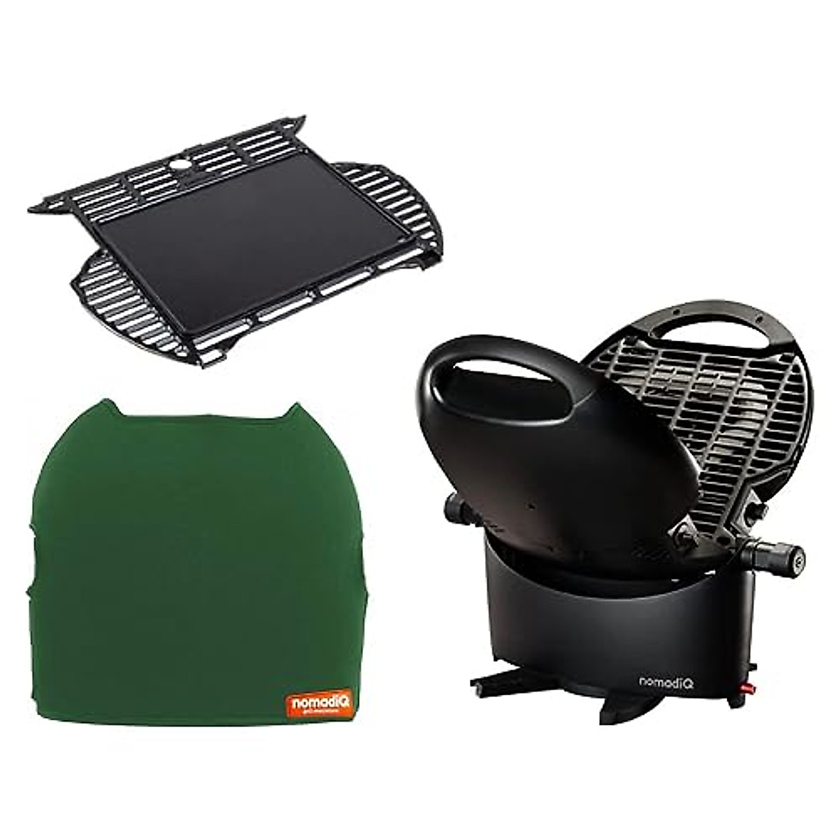 nomadiQ Portable Gas Grill + Forest Green Protective Sleeve + Griddle