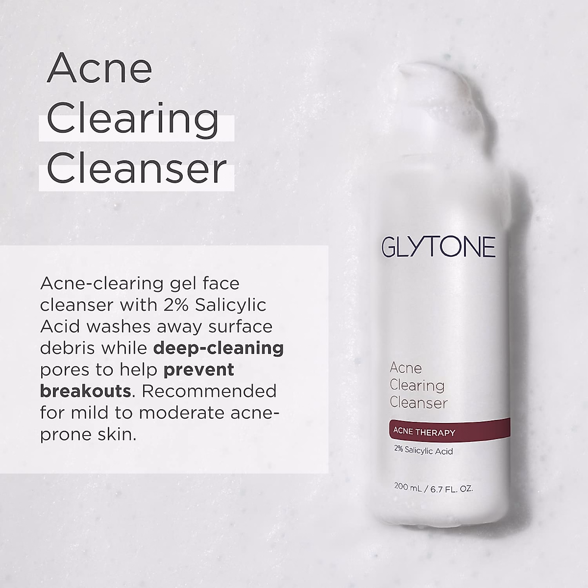 Glytone Acne Treatment For Face With Salicylic Acid Cleanser, Acne Cleanser, Skin Care Acne Wash Face Cleanser Oil Free