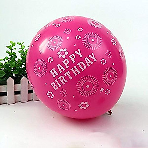 50pcs 12inch Latex Happy Birthday Balloons Party Beautiful Flowers Printed Birthday Balloon Decoration Multicolor (Birthday)