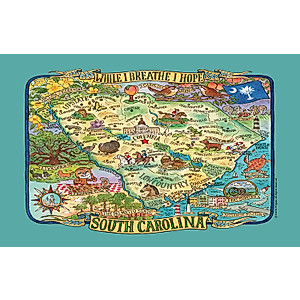 Kay Dee Designs Adventure Destinations South Carolina Map Tea Kitchen Towel, 18" x 28", Various