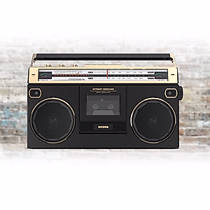 Ion Audio 1980S-Style Portable Bluetooth Boombox AM/FM Radio Cassette Player Recorder, VU Meters, USB Recording, Dual Full-Range High Bass Speakers (Gold Edition)