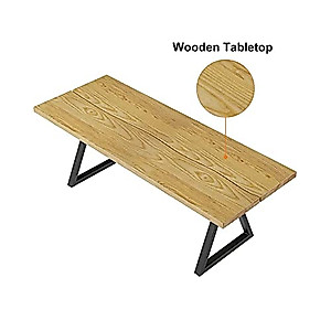 homary 70.9" Natural Industrial Dining Table for 6-8 People, Rectangular Wood Kitchen Table with Metal Legs