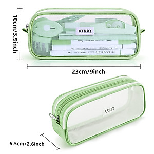 KALIDI Grid Mesh Pencil Case Large Capacity Pencil Case Big Pencil Pouch With Zipper Simple Stationery Bag Aesthetic Pen Bag for School Teen Girl Boy Multi-Purpose bag for office Men Women