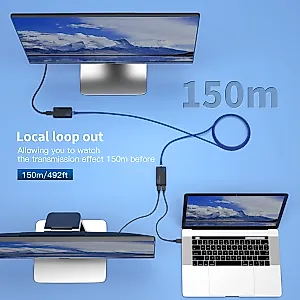 PWAY HDMI Extender 500ft Over Single Cat5e/6, One to Multiple Monitors by Gigabit Ethernet Switch, Full HD 1080P@60Hz Video Extended