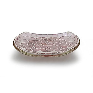 LushAccents Bathroom Accessories Set, 5-Piece Decorative Glass Bathroom Accessories Set, Soap Dispenser, Vanity Tray, Jar, Toothbrush Holder, Tumbler, Elegant Rose Gold Mosaic Glass