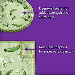 Birthday Galore Two Peas in a Pod Twins Baby Shower Party Tableware Set Includes Plates Napkins | Kit for 24