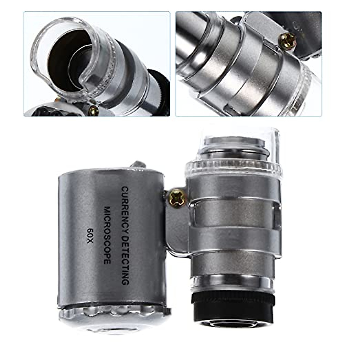 NUOBESTY 60X Mini Microscope ABS Plastic Pocket Magnifier Loupe Magnifying Glass with LED Light for Detecting Counterfeit Currency Jewelry