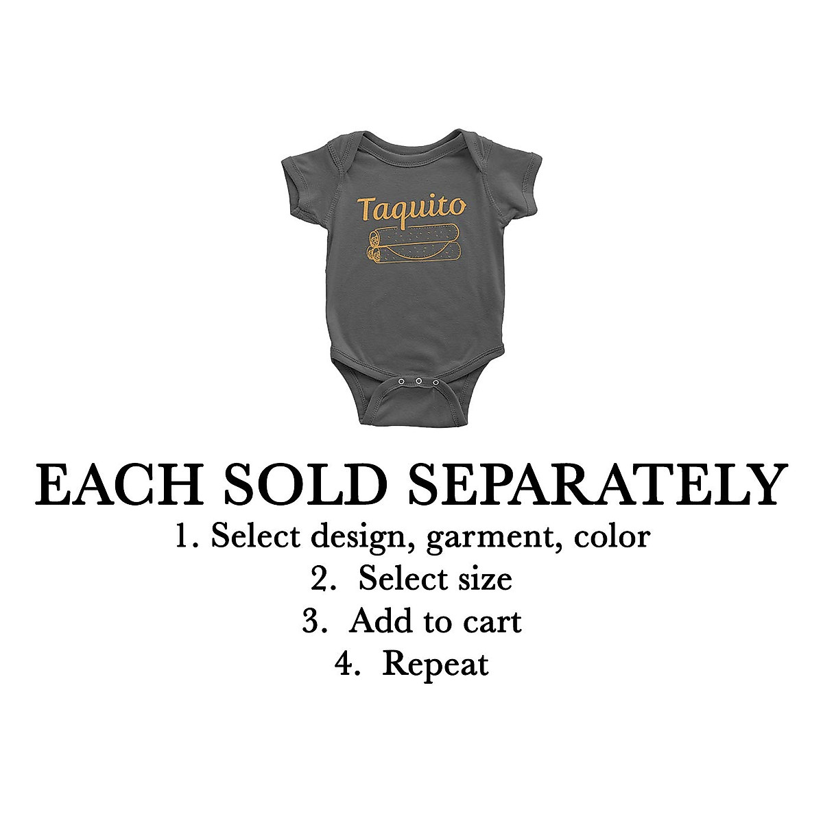 Threadrock Taquito | Baby Son or Daughter Infant Bodysuit | 6 Months, Charcoal